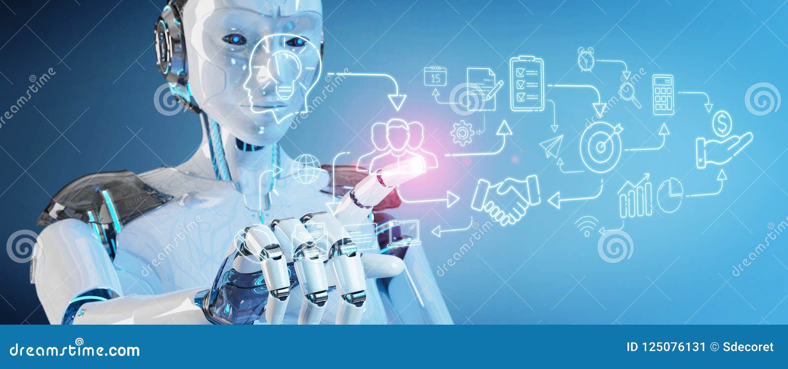 White Humanoid Creating Artificial Intelligence Interface Stock ...