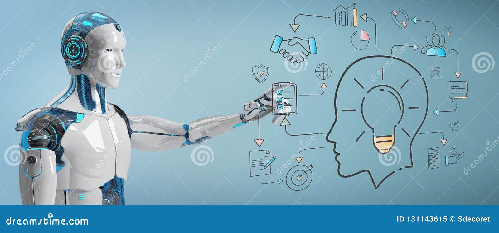 White Humanoid Creating Artificial Intelligence Interface Stock ...