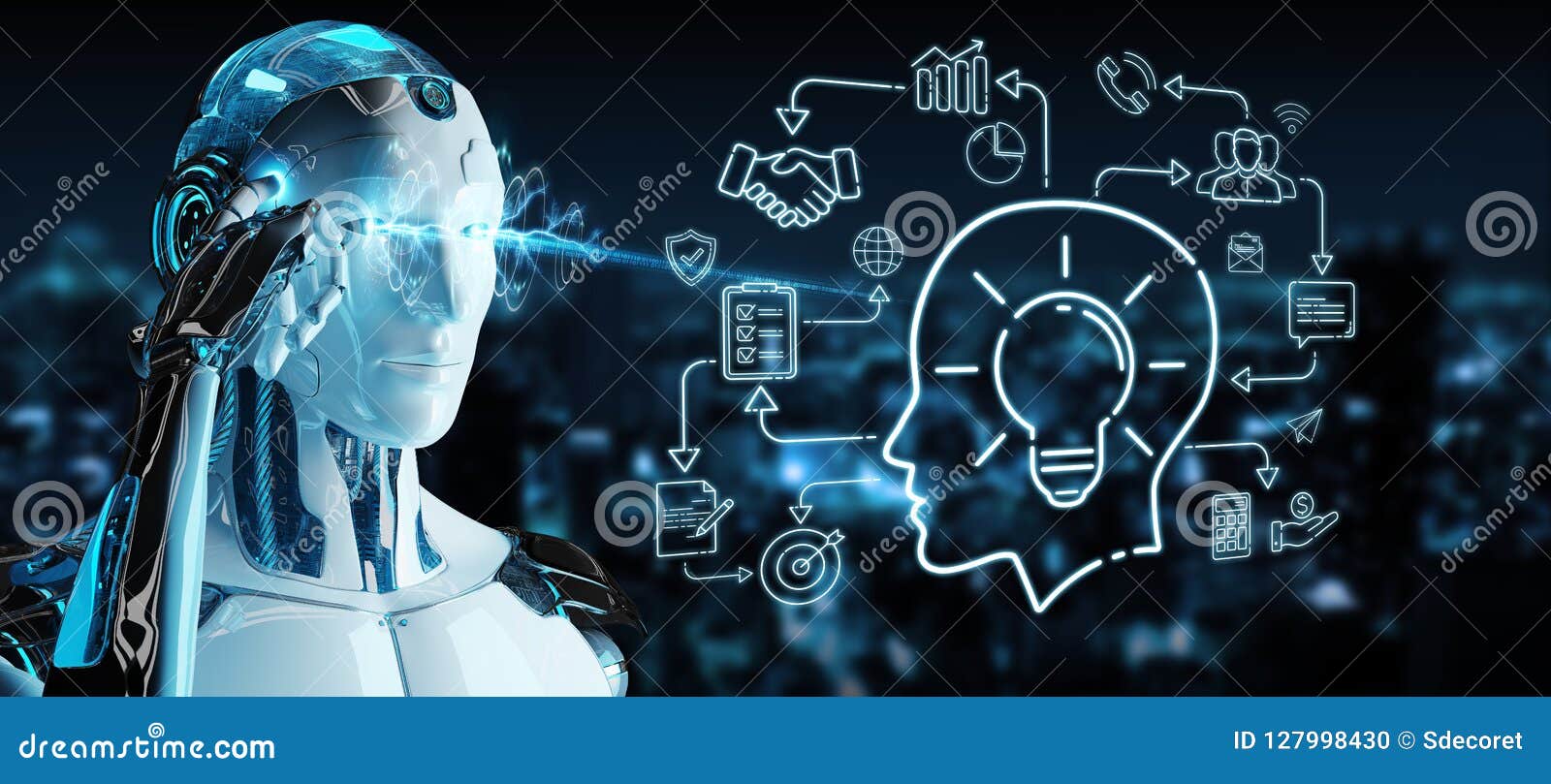 White Humanoid Creating Artificial Intelligence Interface Stock ...