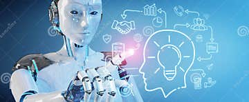 White Humanoid Creating Artificial Intelligence Interface Stock ...