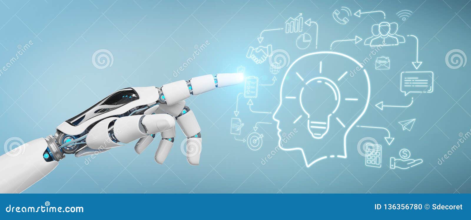 White Humanoid Creating Artificial Intelligence Interface Stock ...