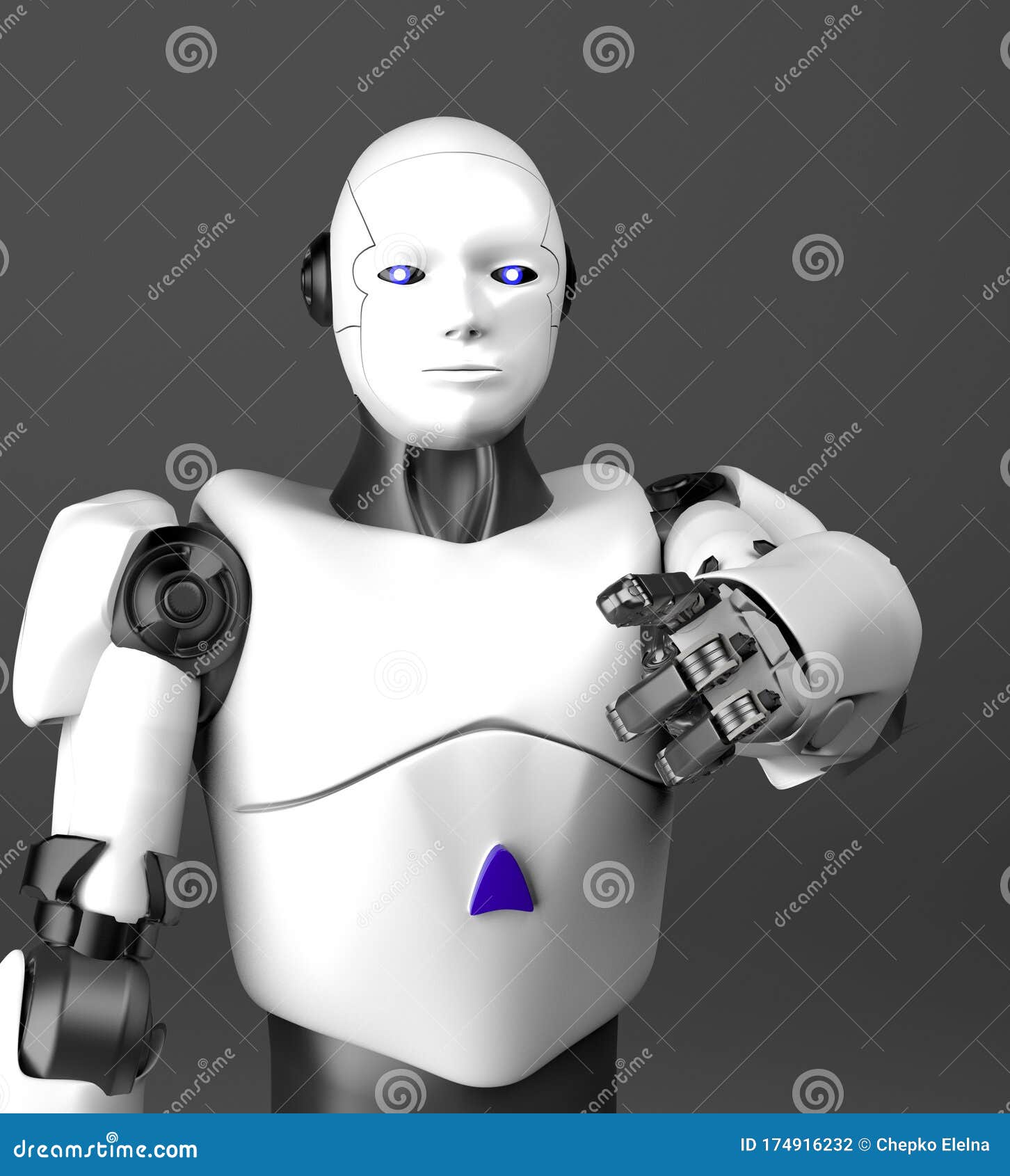 White Humanoid Robot Points a Finger,3d Render Stock Illustration ...