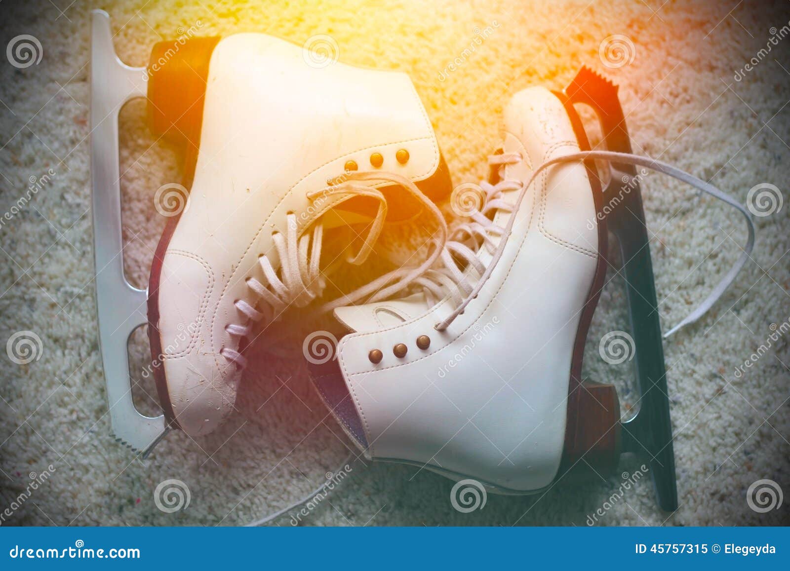White ice skates stock image. Image of practice, lacing - 45757315