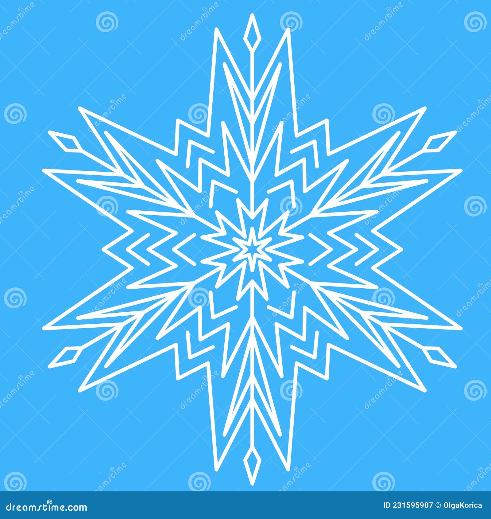 White Ice Snowflake for Design, Unique Crystal Pattern Stock Vector ...