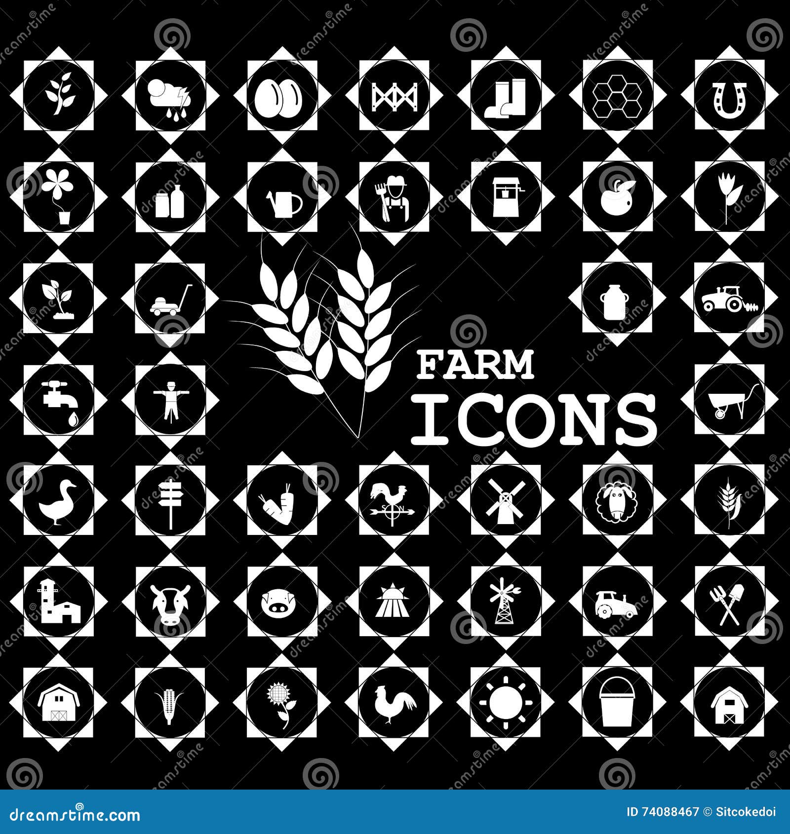 White Icon for Farming and Agriculture Stock Vector - Illustration of ...