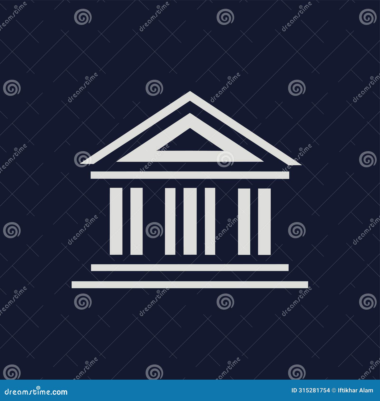 White Icon Representing a Building on a Black Background, a Sleek and ...