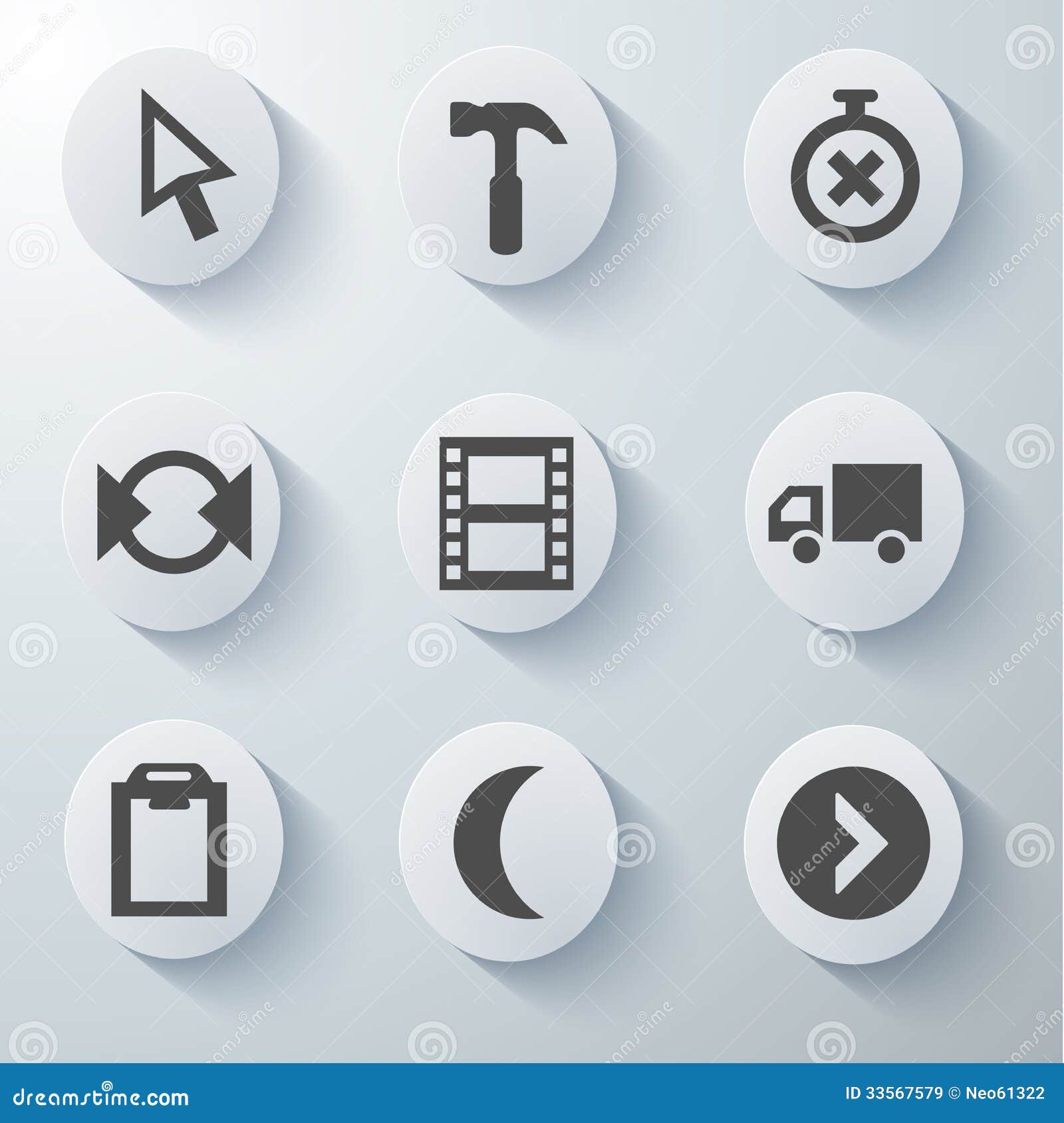 White icons set stock vector. Illustration of design - 33567579