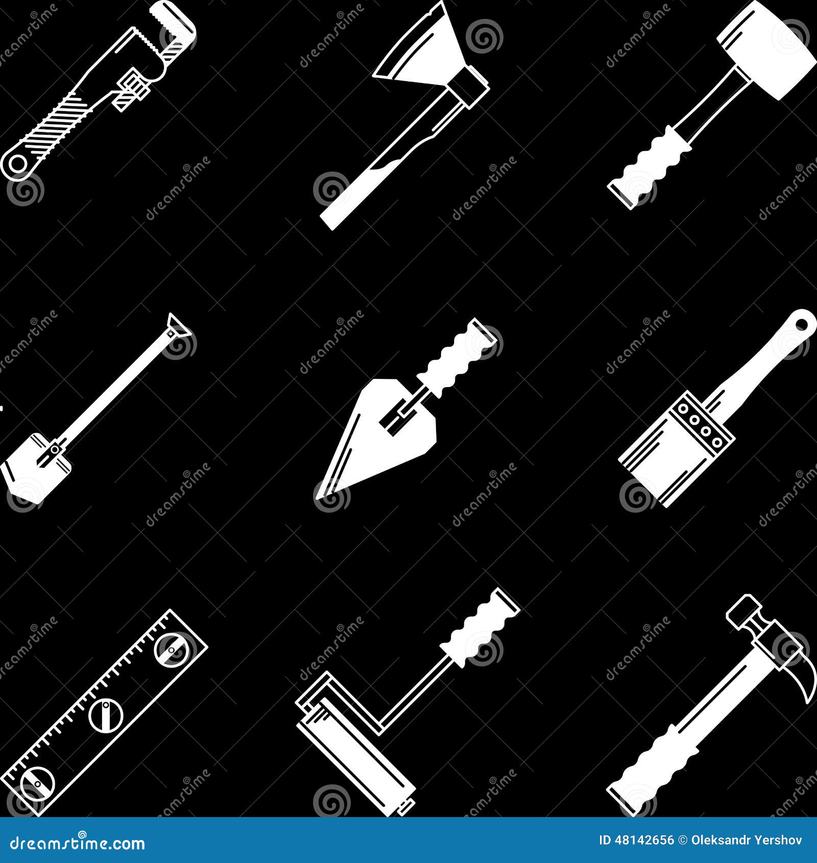 White Icons for Woodwork Tools Stock Illustration - Illustration of ...
