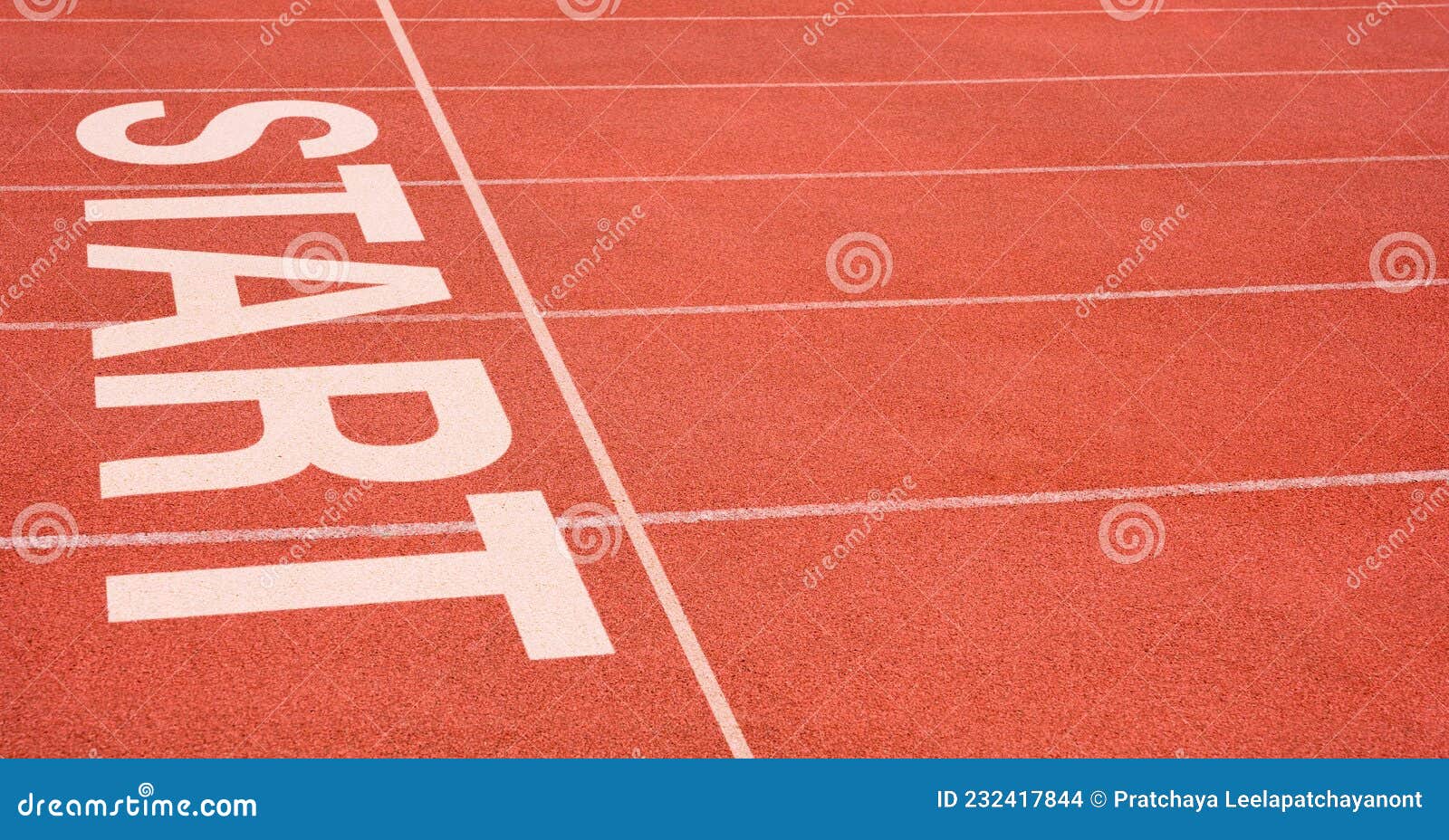 White Imprint of the Word START on Running Track, Starting Point ...
