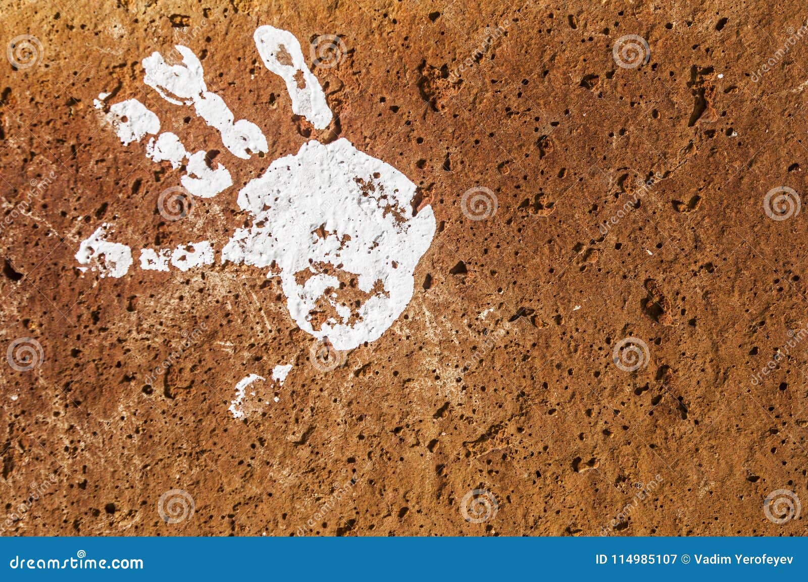 White Hand Paint Prints on Dark Rough Wall Stock Image - Image of ...
