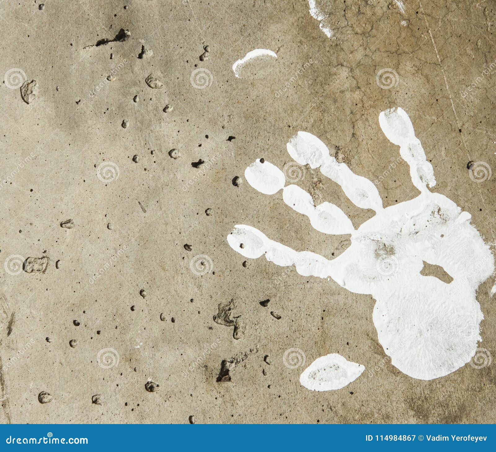 White Hand Paint Prints on Dark Rough Wall Stock Image - Image of sign ...