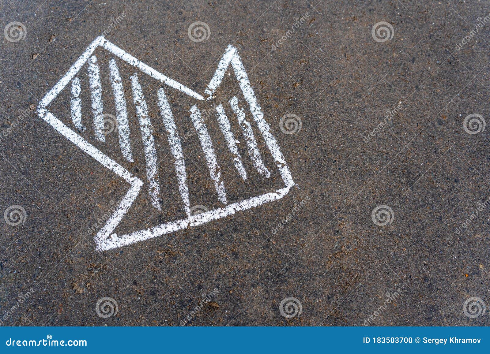 White Index Arrow on the Asphalt Drawn in Chalk Stock Photo - Image of ...