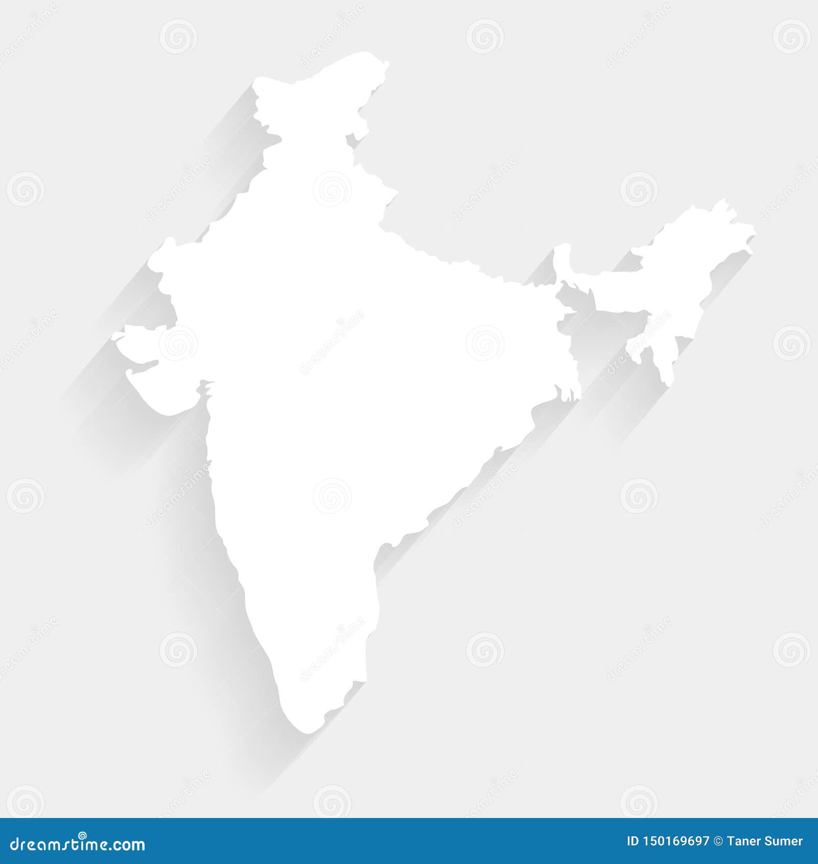 White India Map on Gray Background, Vector Stock Vector - Illustration ...