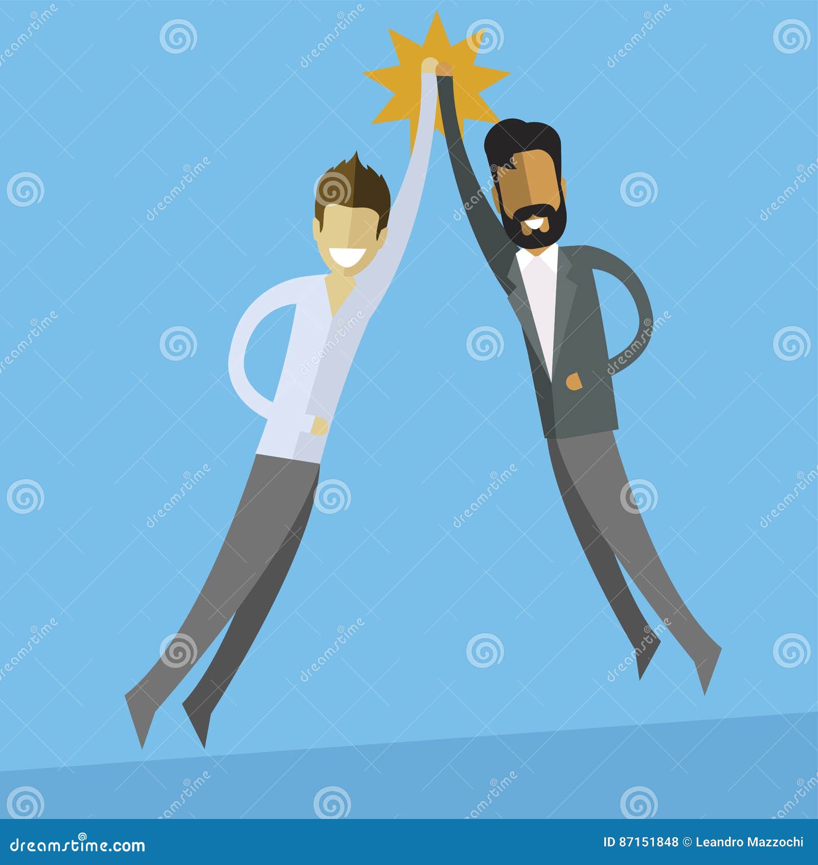 White and Indian Business Men Doing High Five. Stock Vector ...