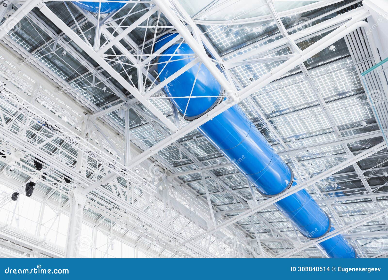 White Industrial Interior with Ceiling Steel Framework Stock Photo ...