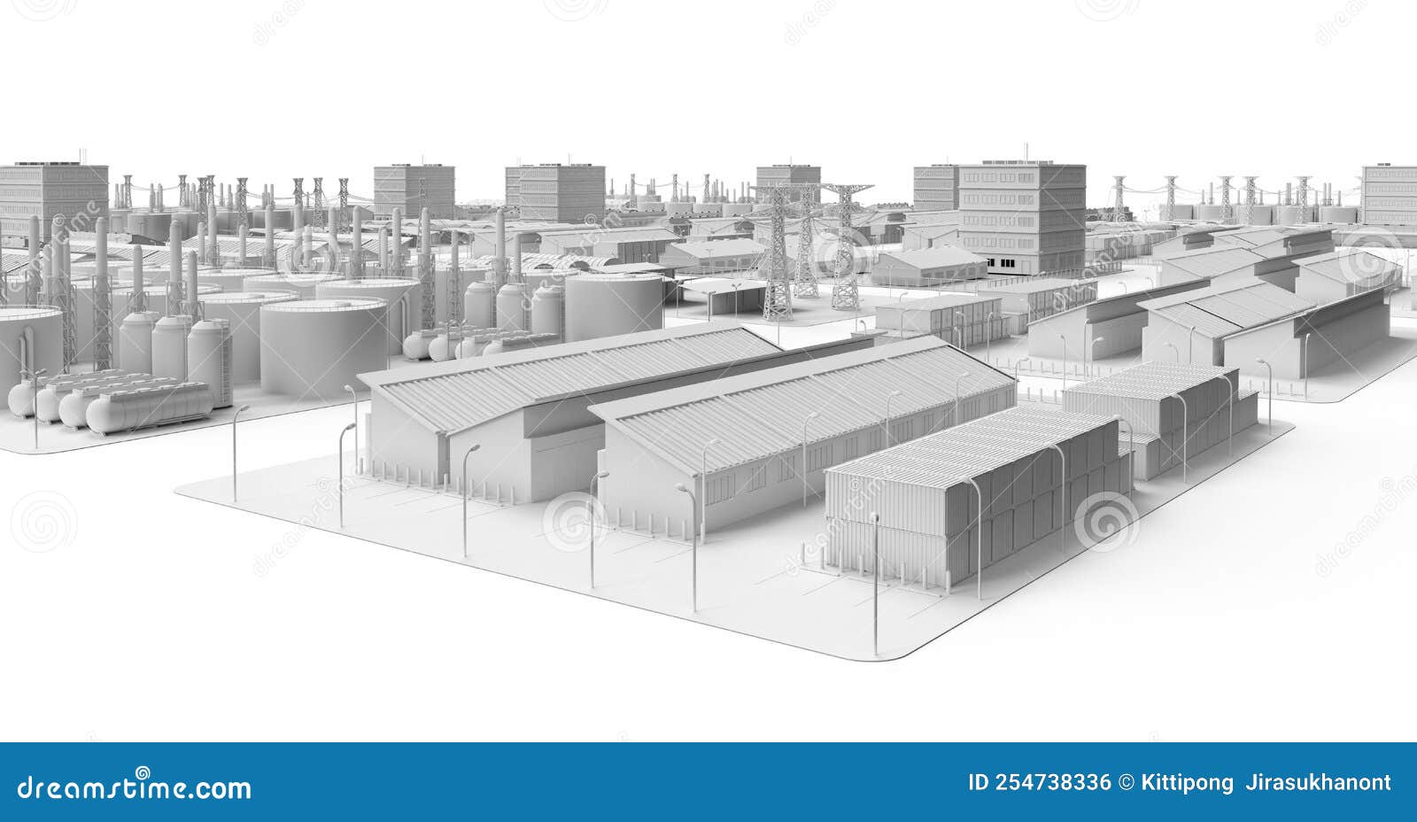 White Industry Model or Smart Industrial Estate Park with ...