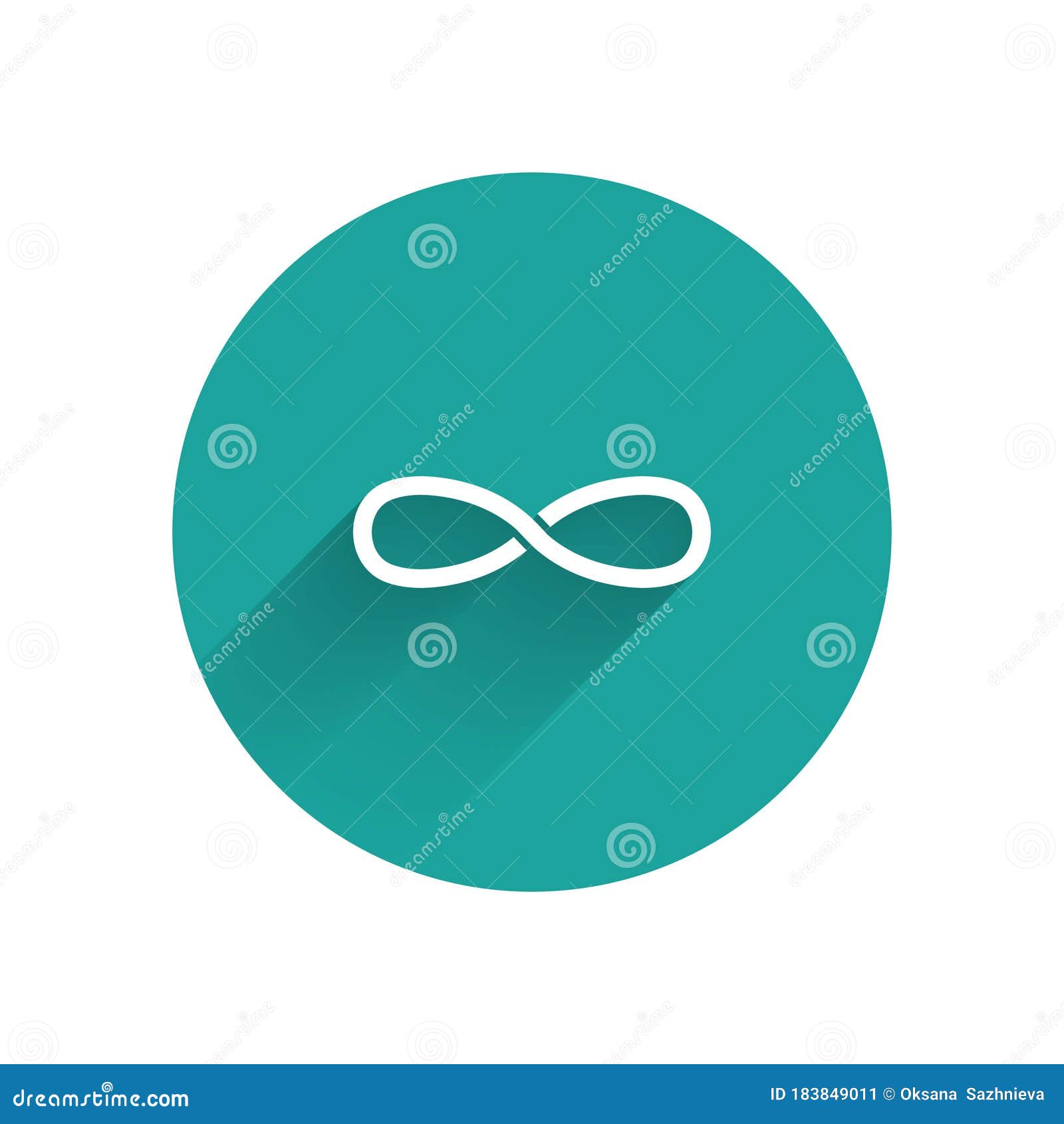 White Infinity Icon Isolated with Long Shadow. Green Circle Button ...