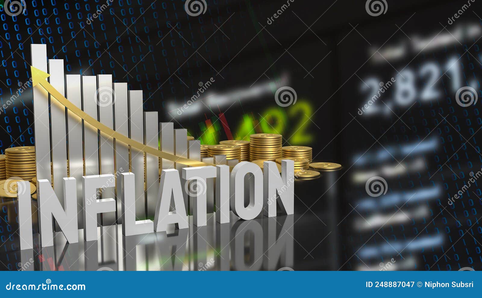 The White Inflation Text and Chart for Business Concept 3d Rendering ...