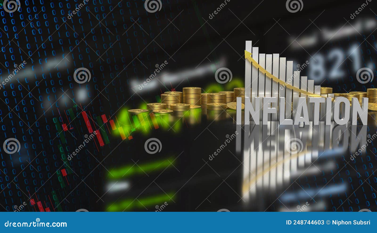 The White Inflation Text and Chart for Business Concept 3d Rendering ...