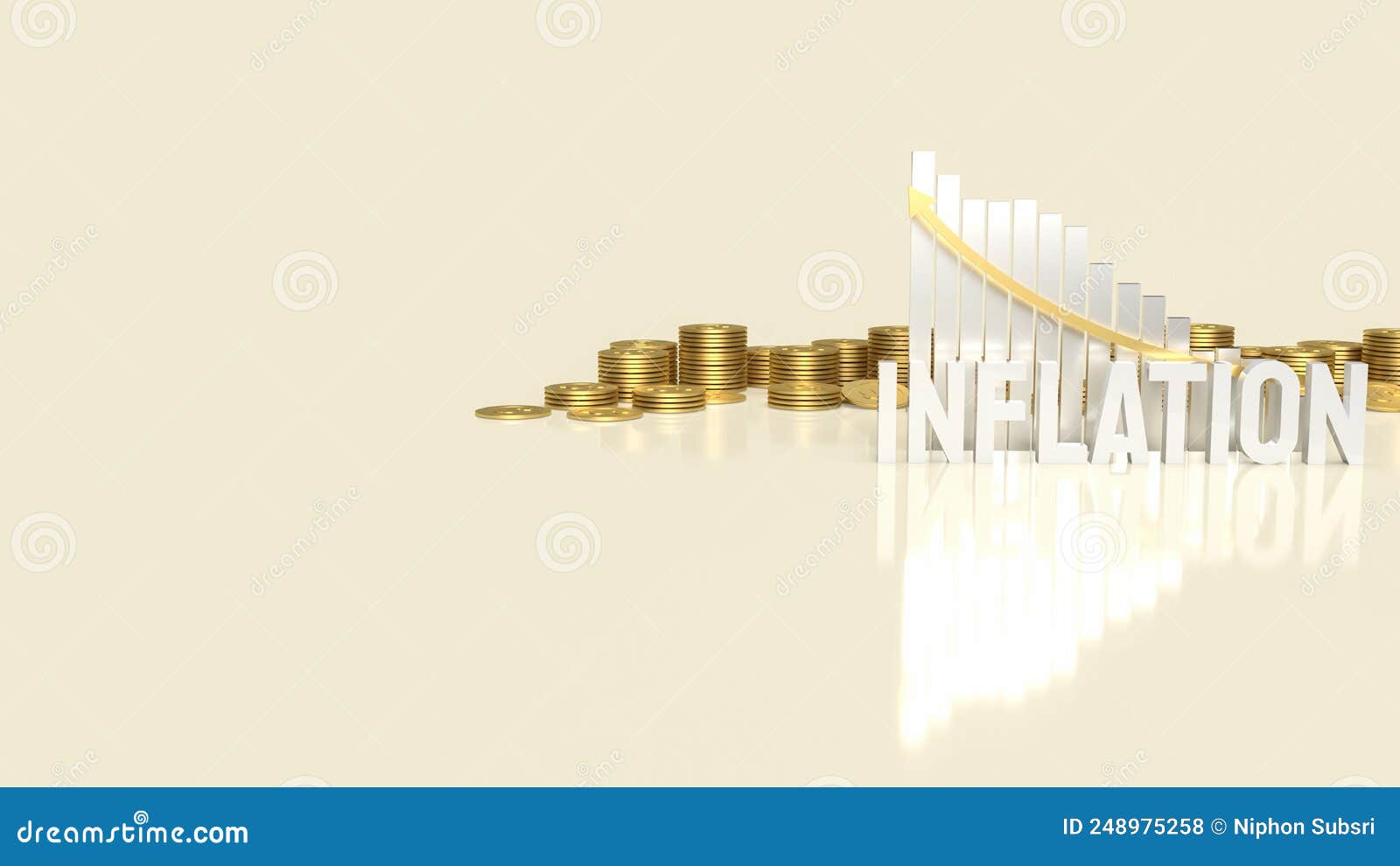 The White Inflation Text and Chart for Business Concept 3d Rendering ...