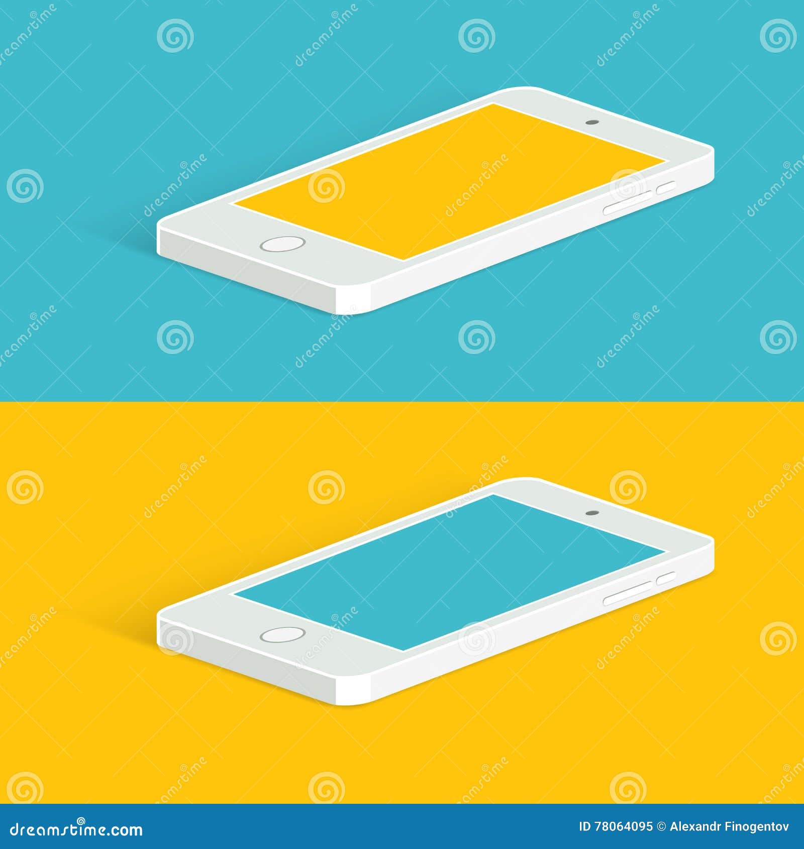White Infographic Phone. Isometric View. Vector Flat Style. Stock ...