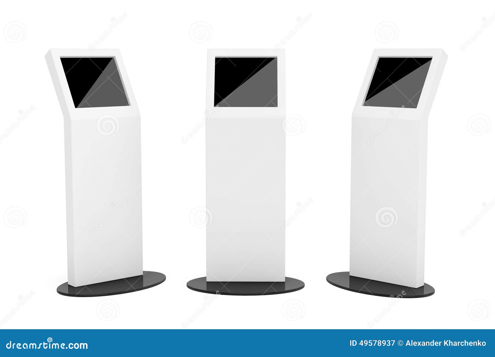 White Information Stands with Touch Screen Display Stock Illustration ...