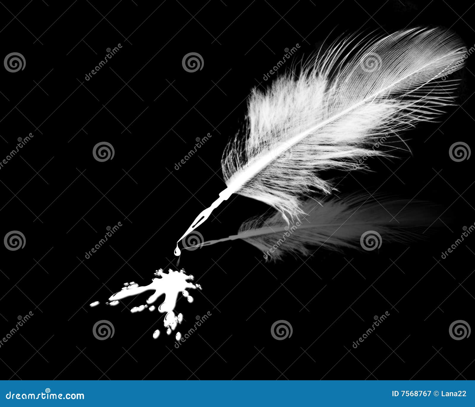 Dark Inkblot Abstract Art. High Contrast Painting White Ink On Black ...