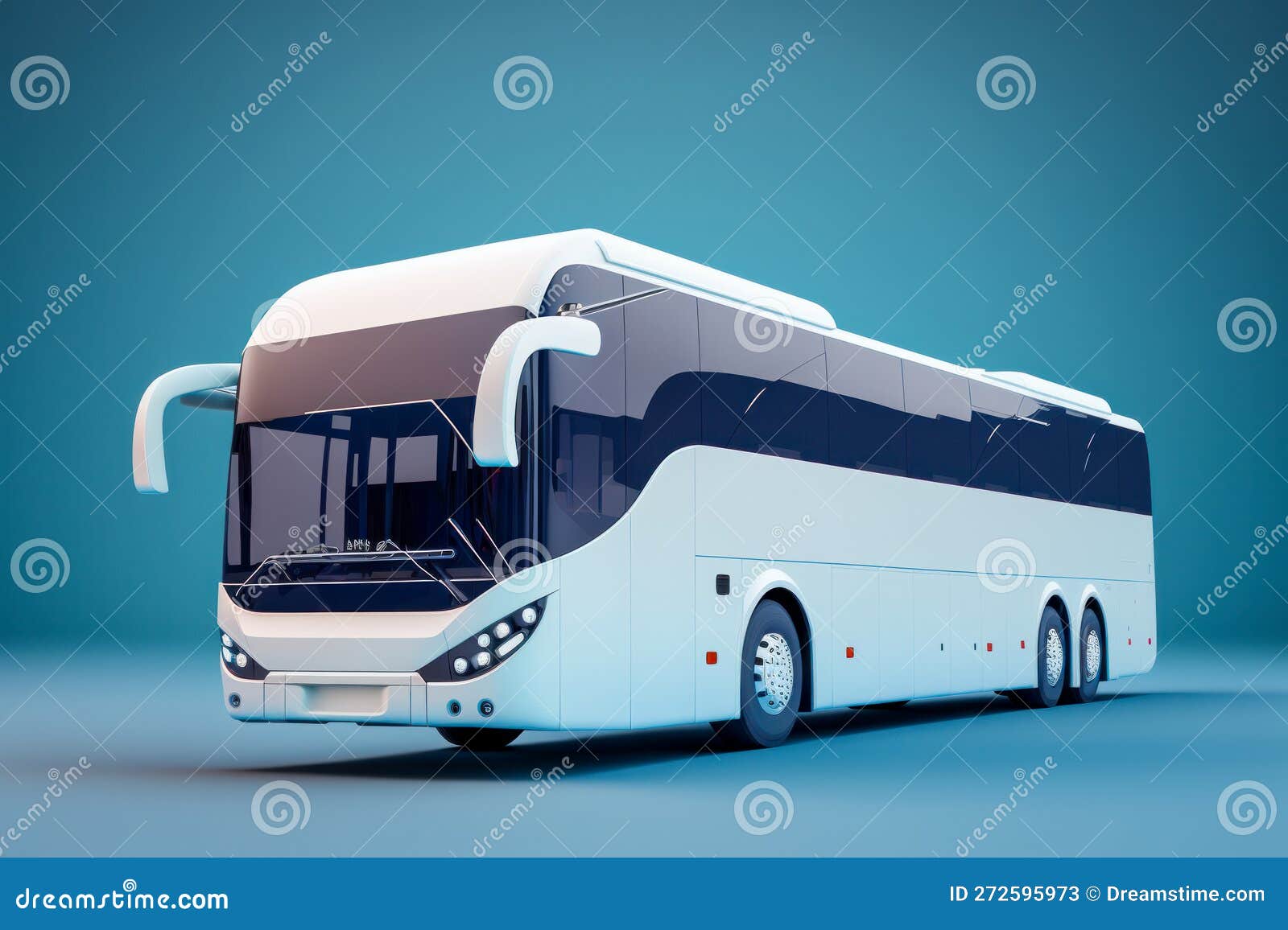 White Intercity Bus on Solid Blue Background.. Stock Illustration ...