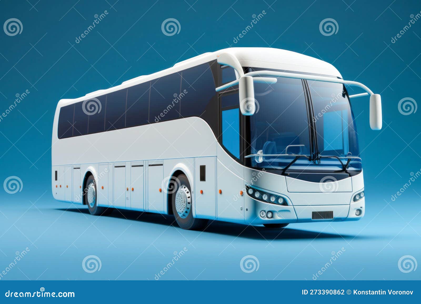 White Intercity Bus on Solid Blue Background.. Stock Illustration ...