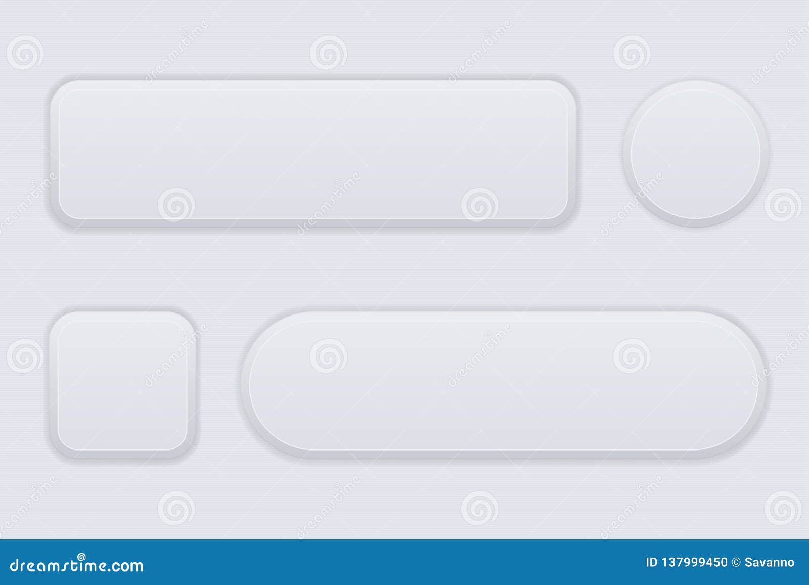 White Interface Buttons. Blank 3d Icons Stock Vector - Illustration of ...