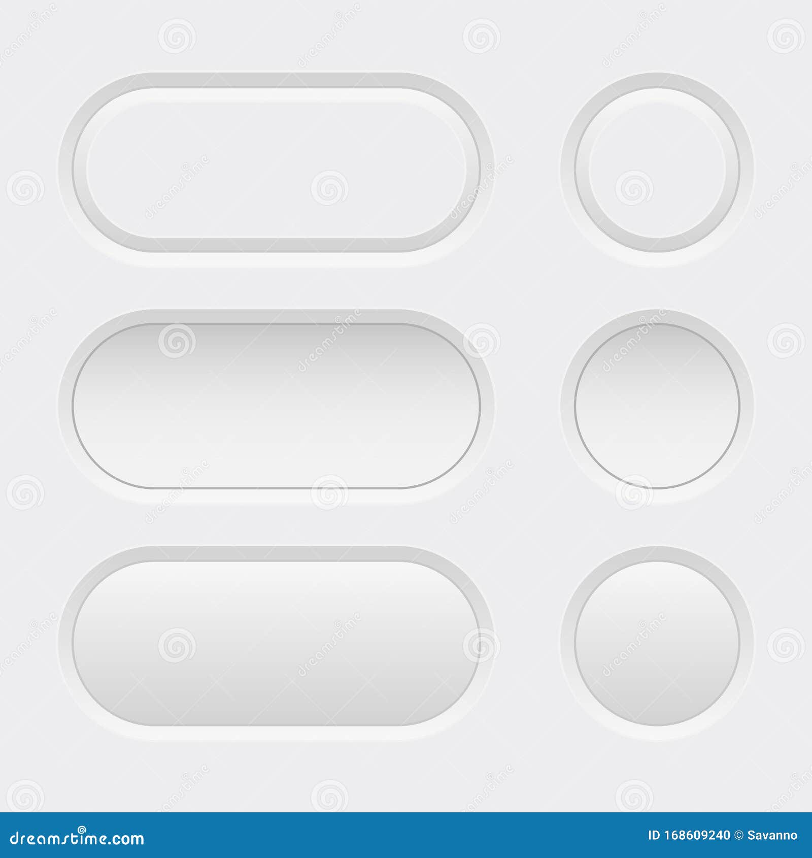 White Interface Buttons. Normal and Pushed Stock Vector - Illustration ...