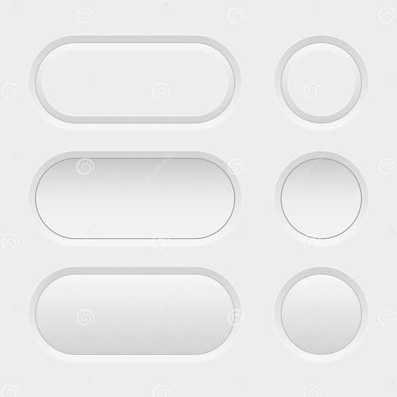 White Interface Buttons. Normal and Pushed Stock Vector - Illustration ...