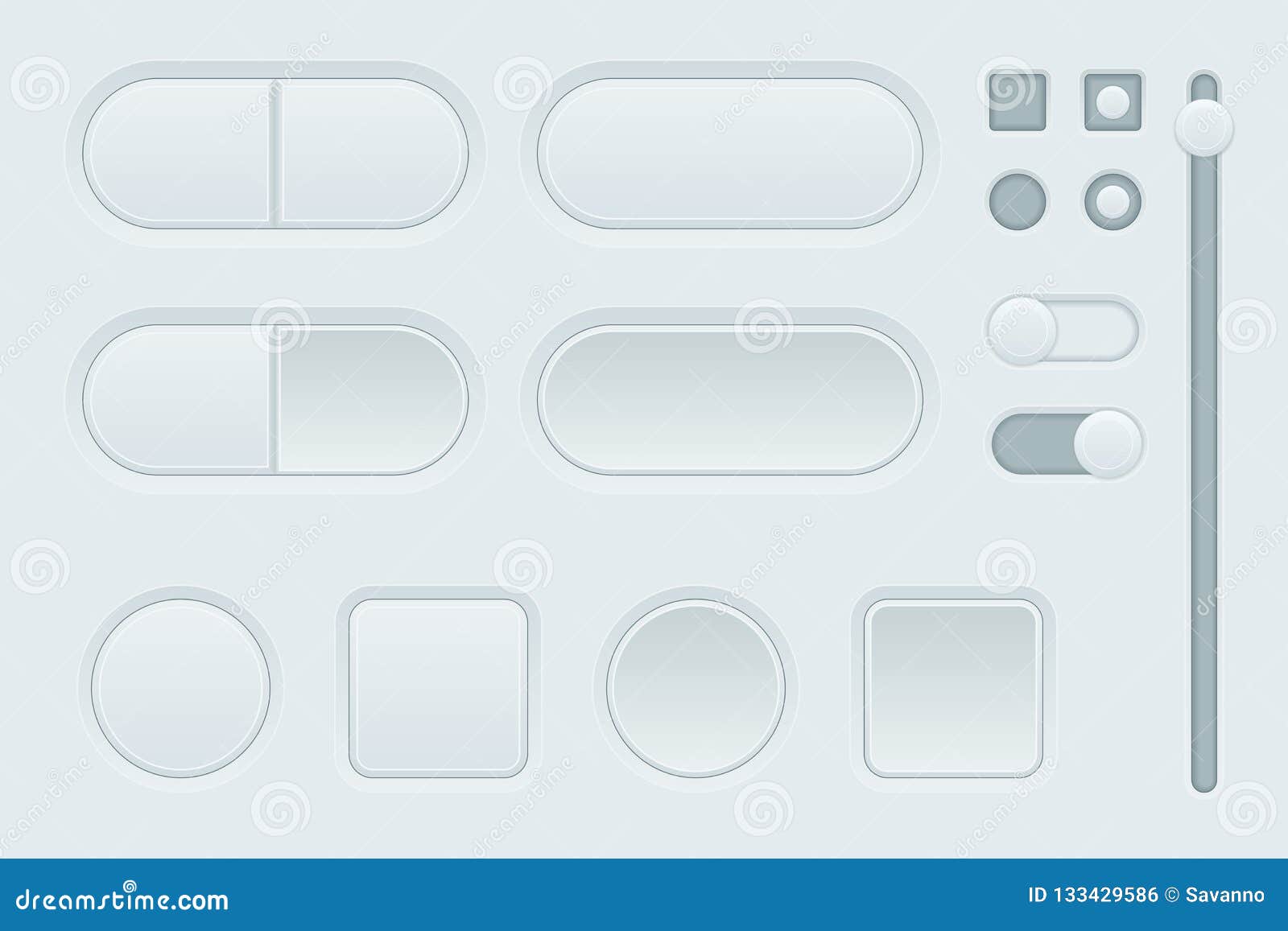 White Interface Buttons. Set of Web 3d Icons Stock Vector - Illustration of round, white: 133429586