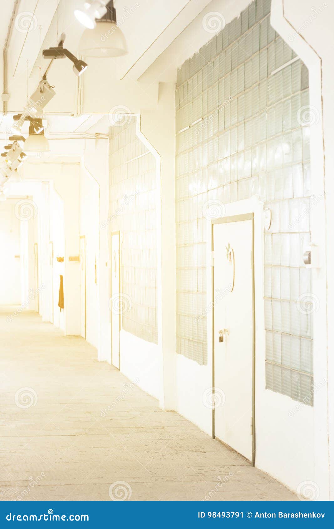 White Interior with Cube Glass Windows. Stock Image - Image of ...