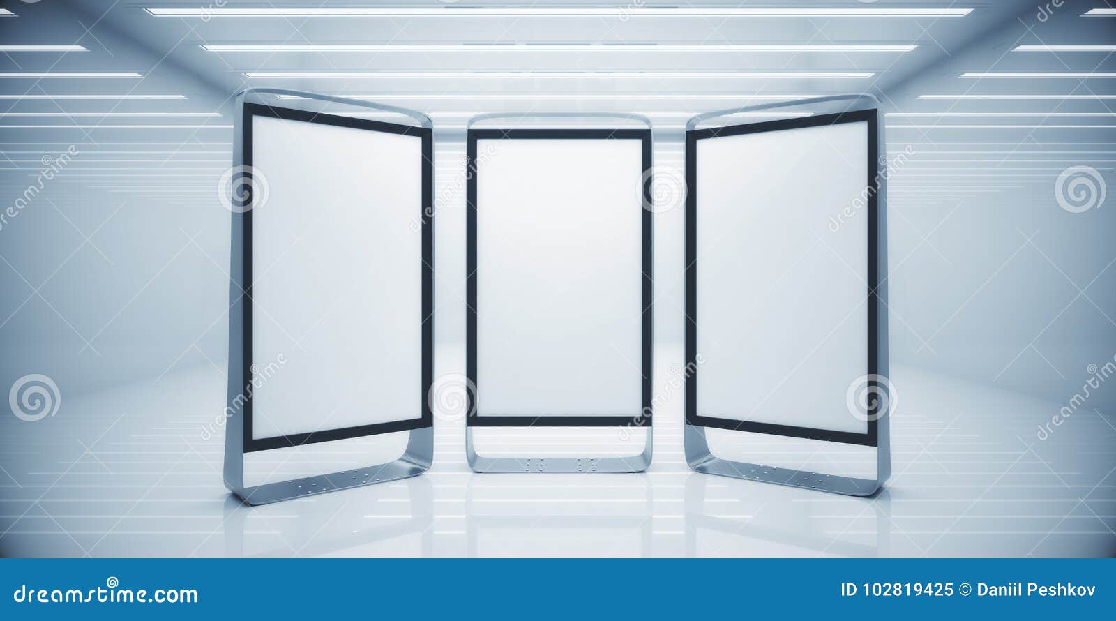 White Interior with Empty Ad Posters Stock Illustration - Illustration ...