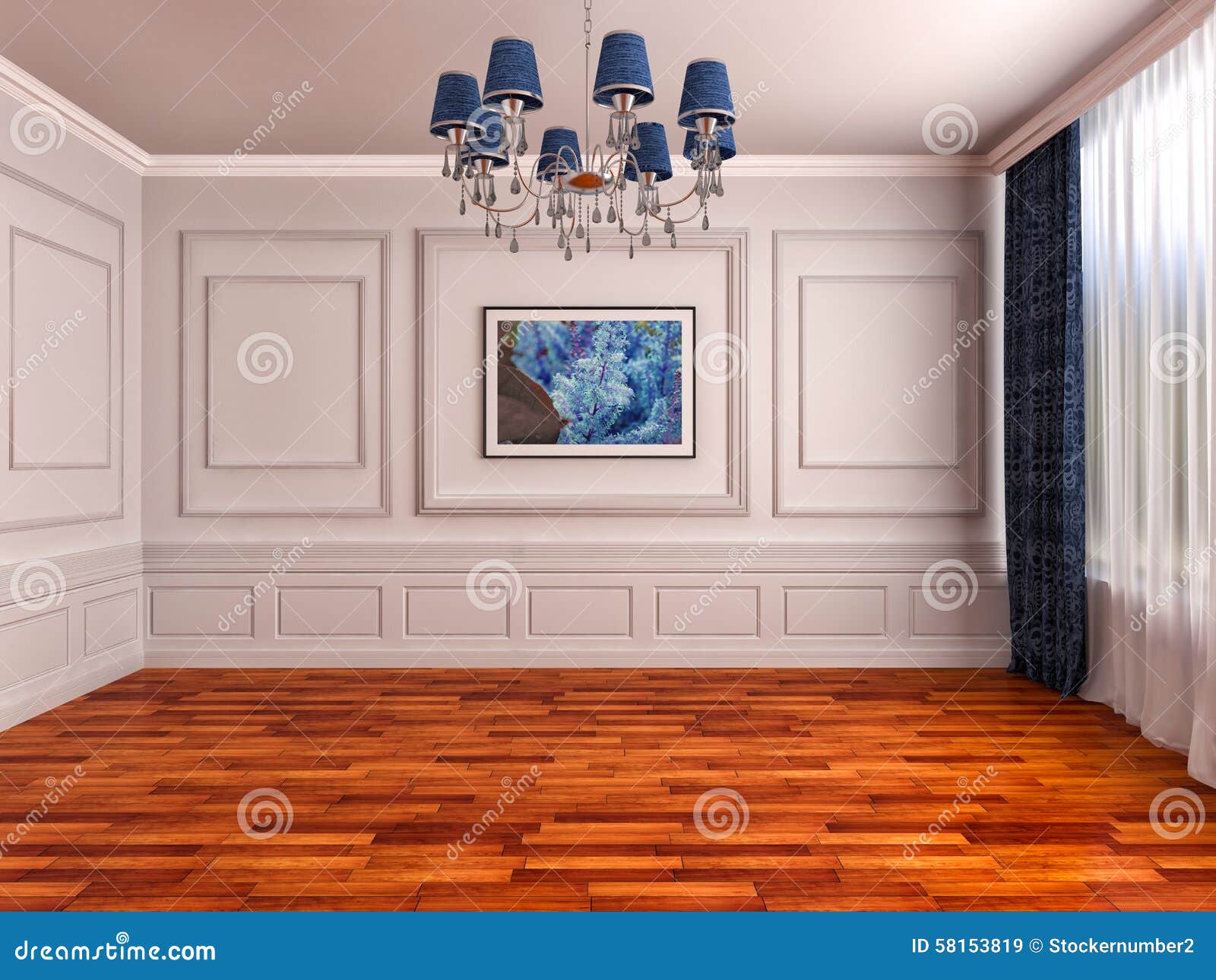 White Interior with Large Window. 3d Illustration Stock Illustration ...
