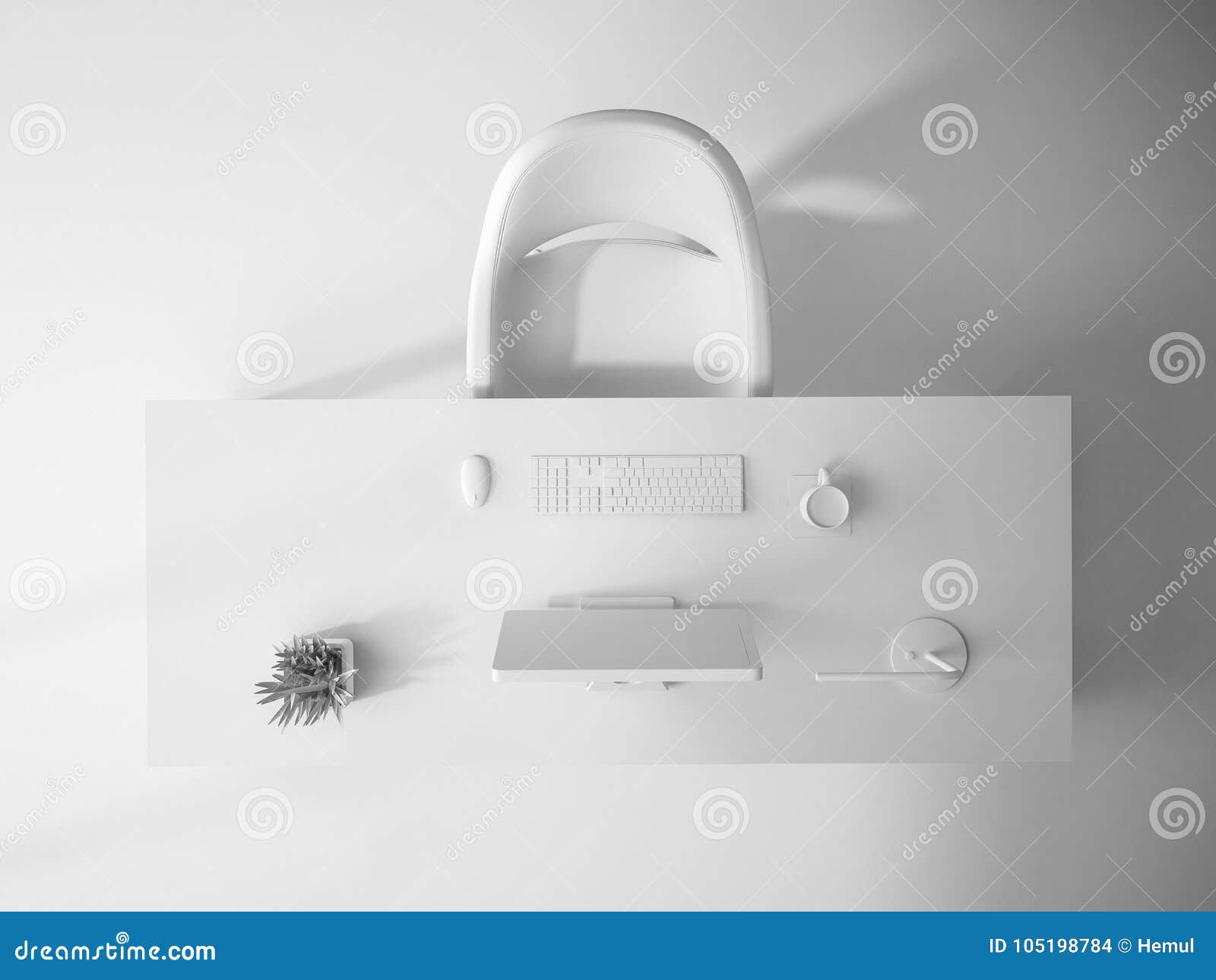 White Interior Top View 3D Rendering Stock Illustration - Illustration ...
