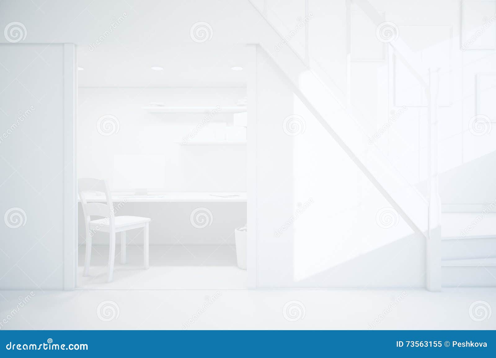 White Interior with Workplace Stock Illustration - Illustration of ...