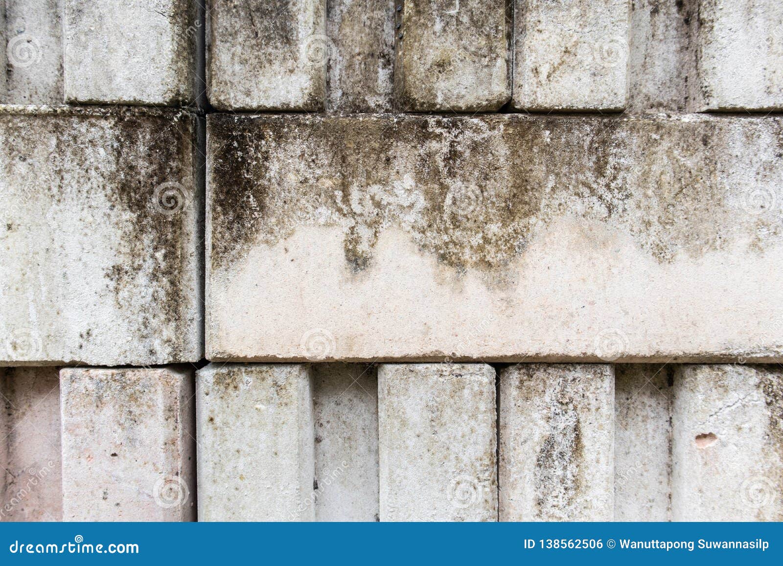 White Interlocking Brick Wall Dirty Rough Mortar Stock Photo - Image of ...