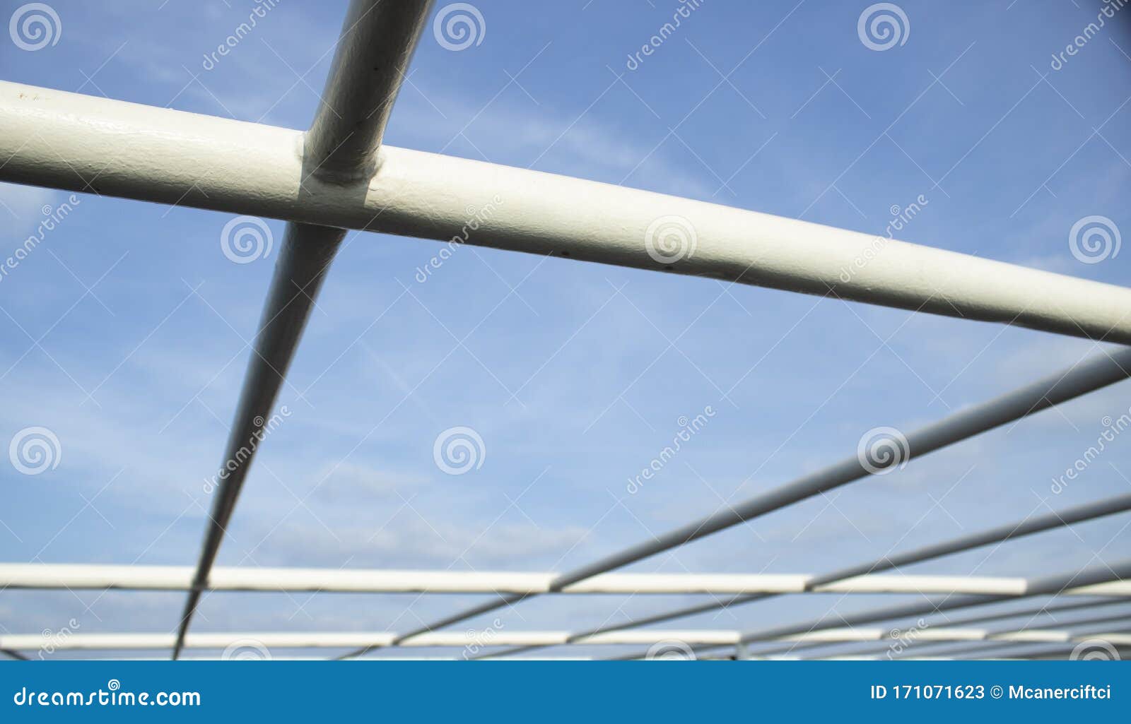 White Iron Pipes are Rectangularly Combined. Pipes Supporting the ...