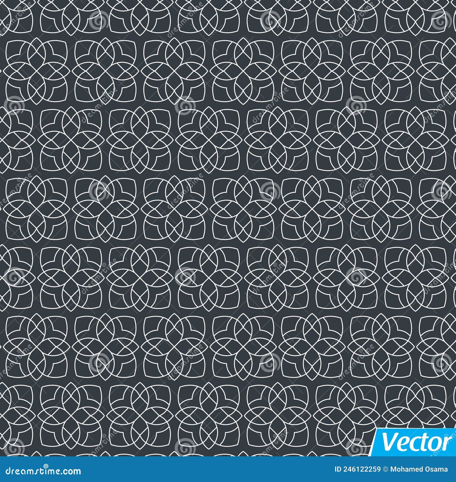 White Islamic Art Pattern Illustration on Grey Background Stock Vector ...