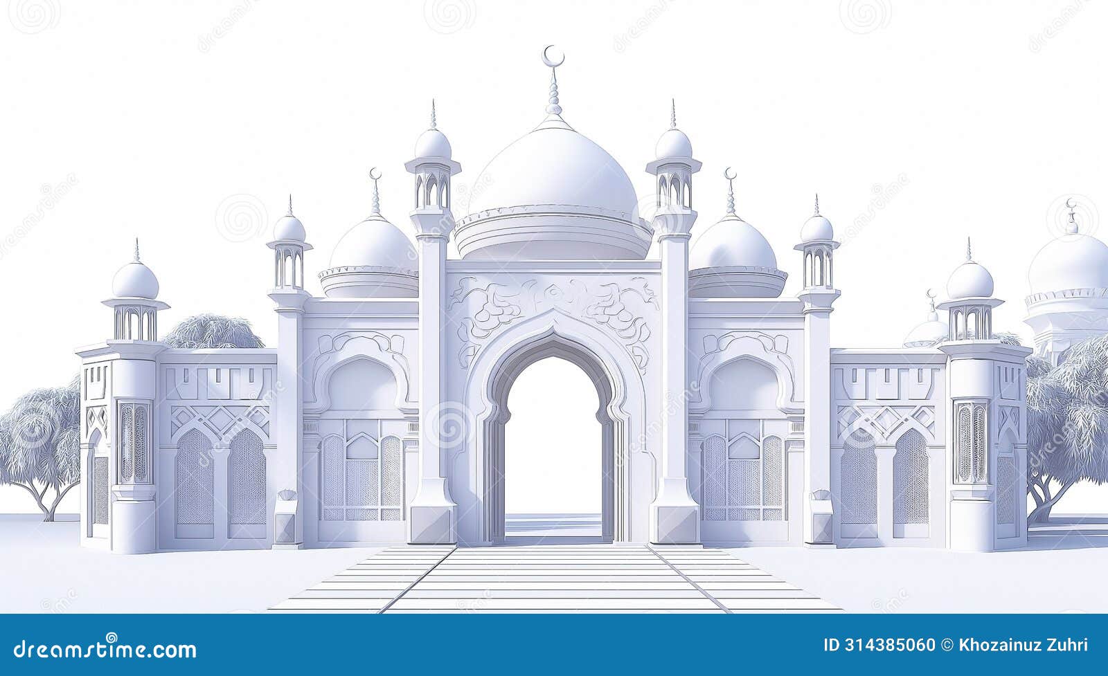 White Islamic Gate in the Form of a Mosque with a Round Dome. Mosque ...