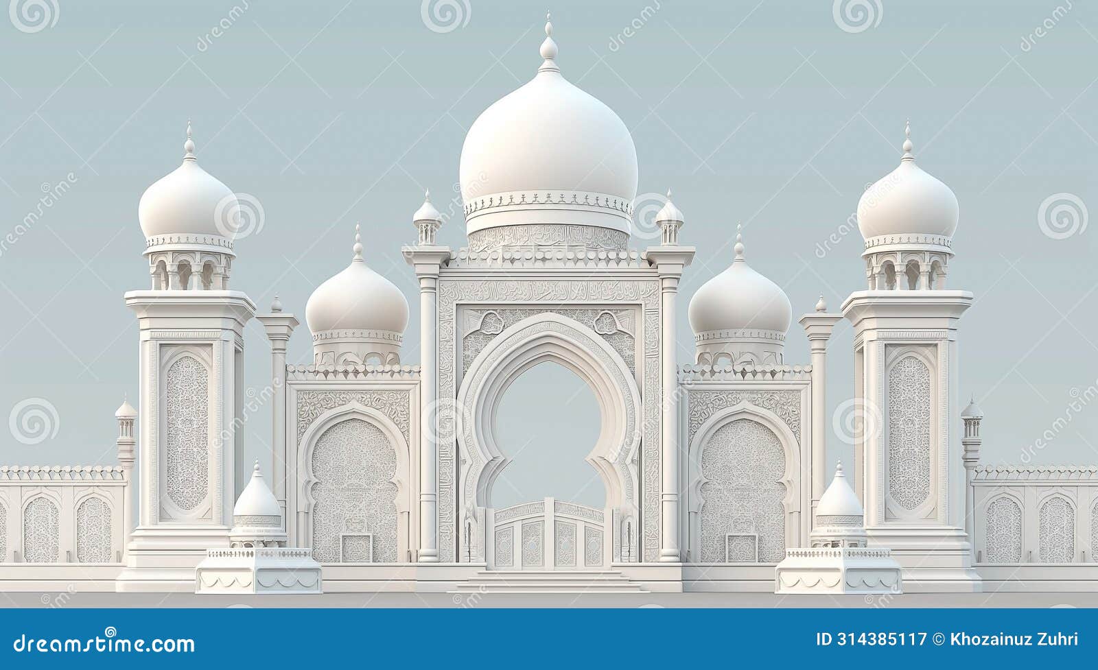 White Islamic Gate in the Form of a Mosque with a Round Dome. Mosque ...