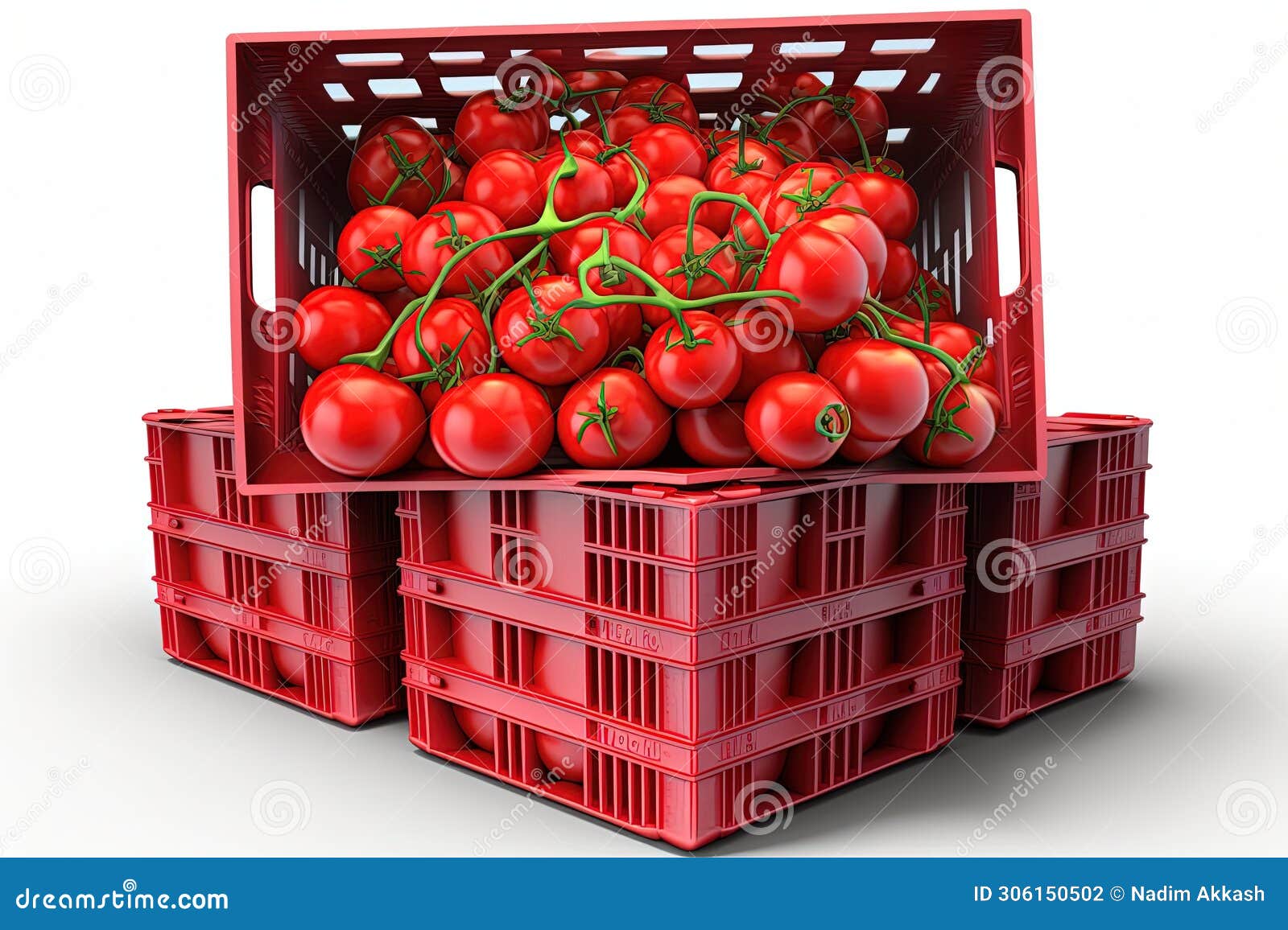 White Isolated Crates Plastic Tomatoes Stock Illustration ...