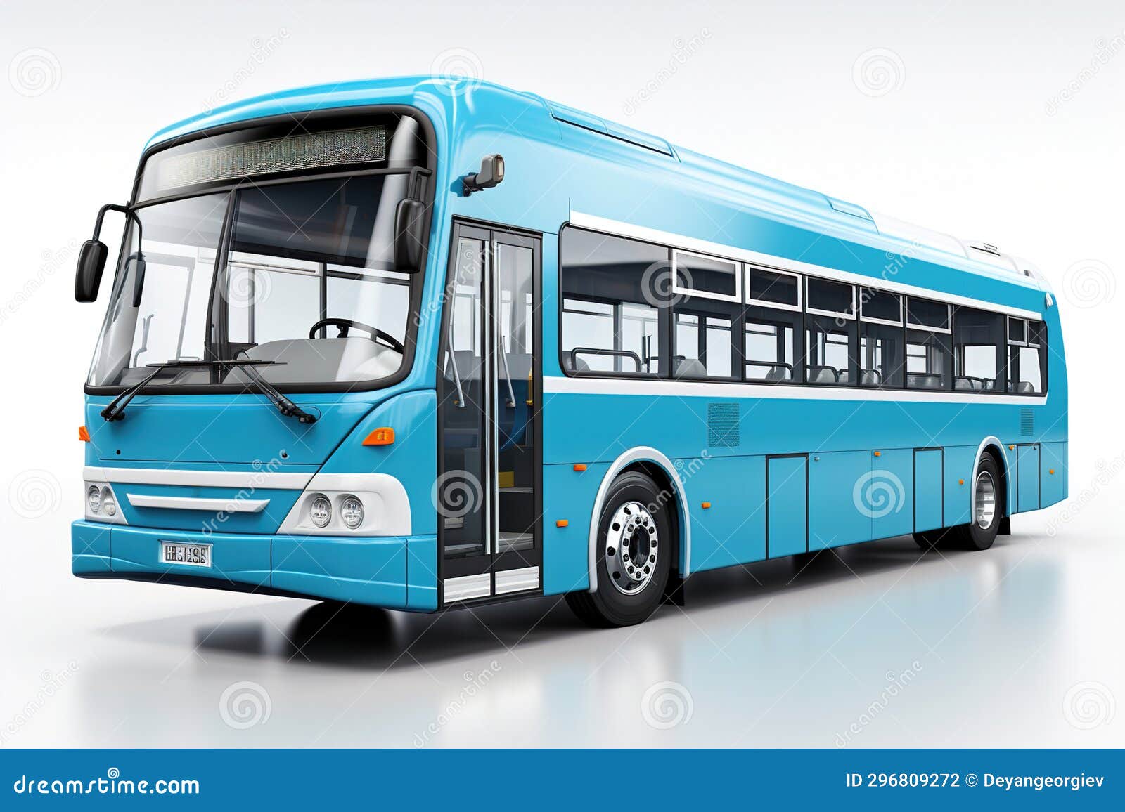 White Isolated Cutout Passenger Blue Bus Stock Illustration ...