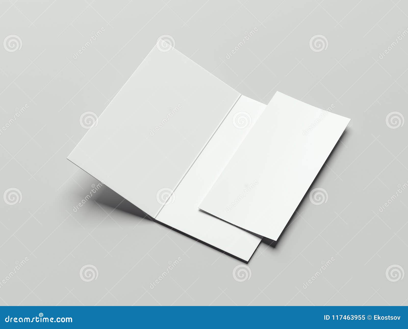 White Isolated Leaflet and Paper Sheet, 3d Rendering Stock Illustration ...