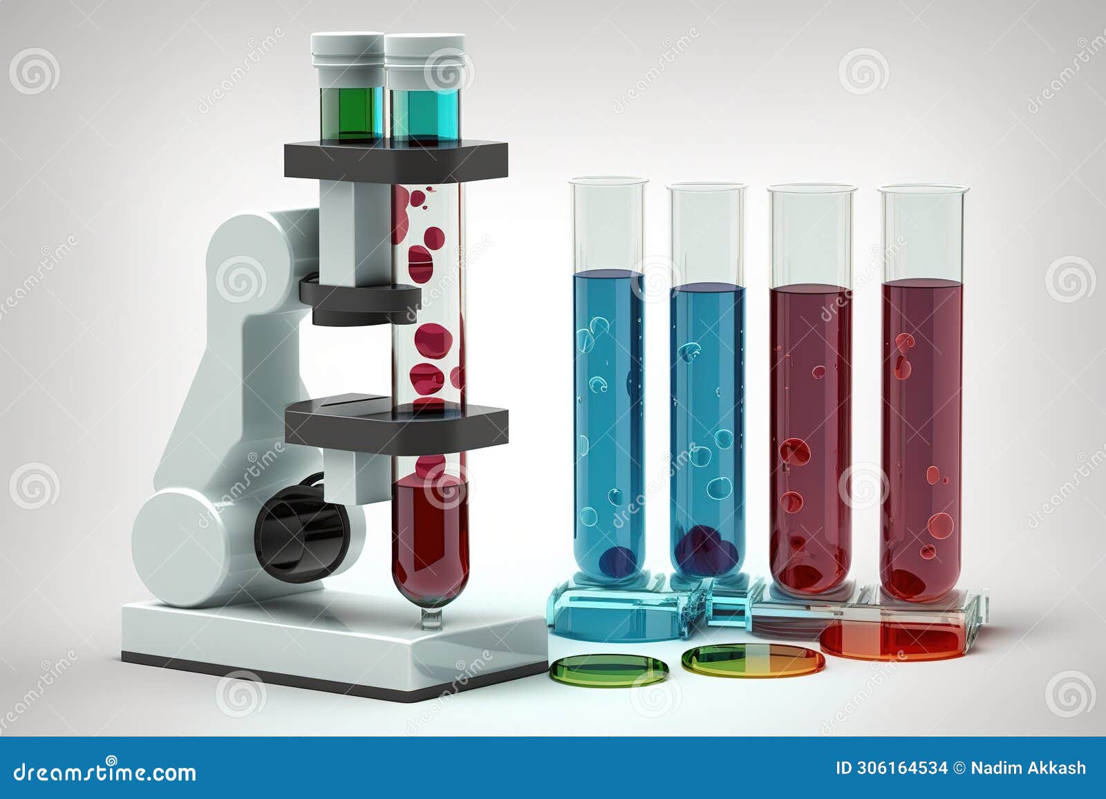 White Isolated Samples Blood Tubes Test Medical Microscope Stock ...
