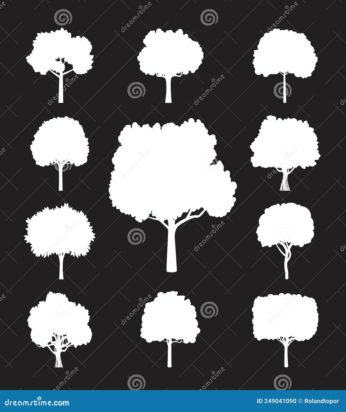White Isolated Trees on White Background. Vector Outline Icon. EPS ...