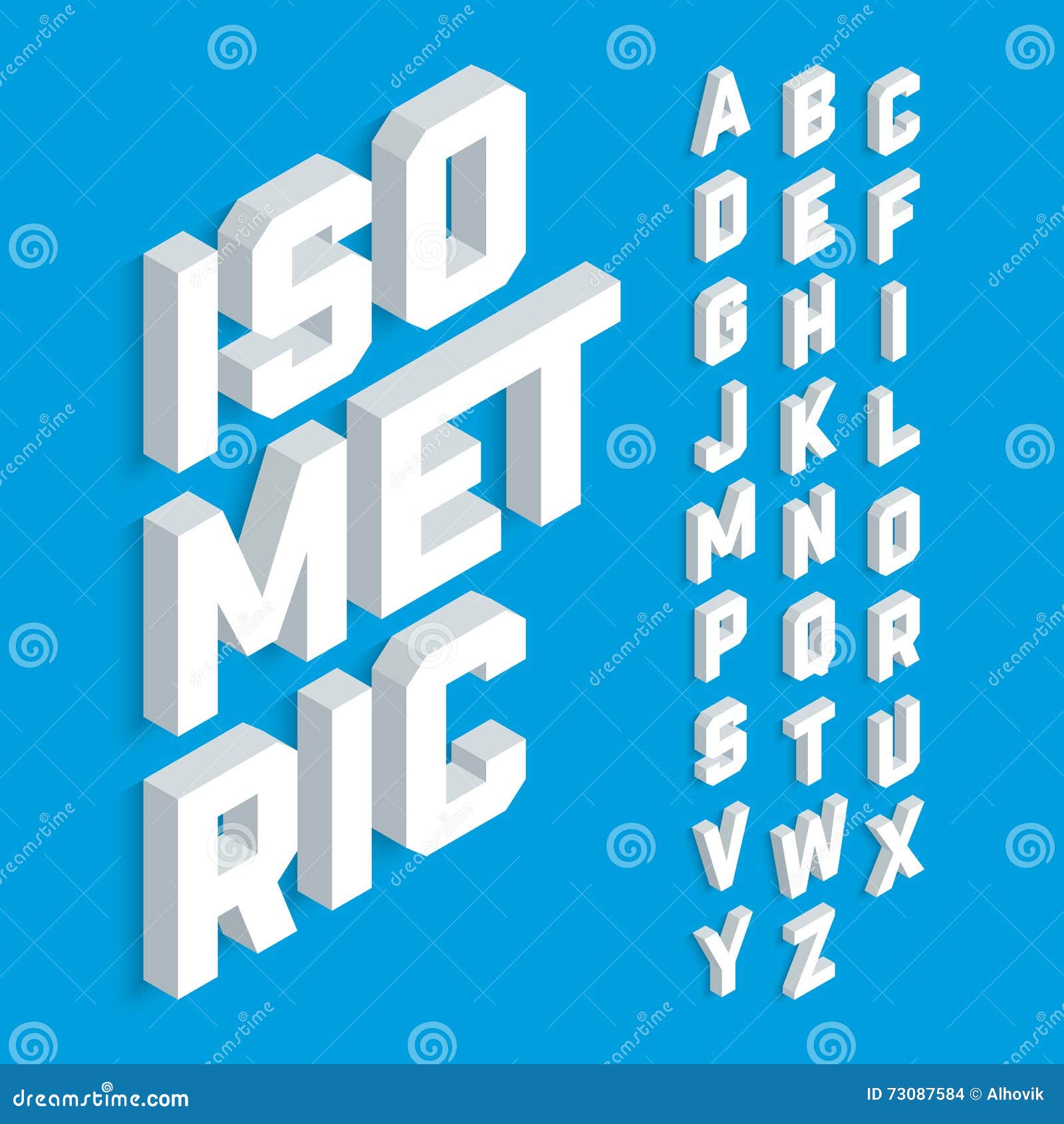 White isometric 3d font stock vector. Illustration of alphabetical ...