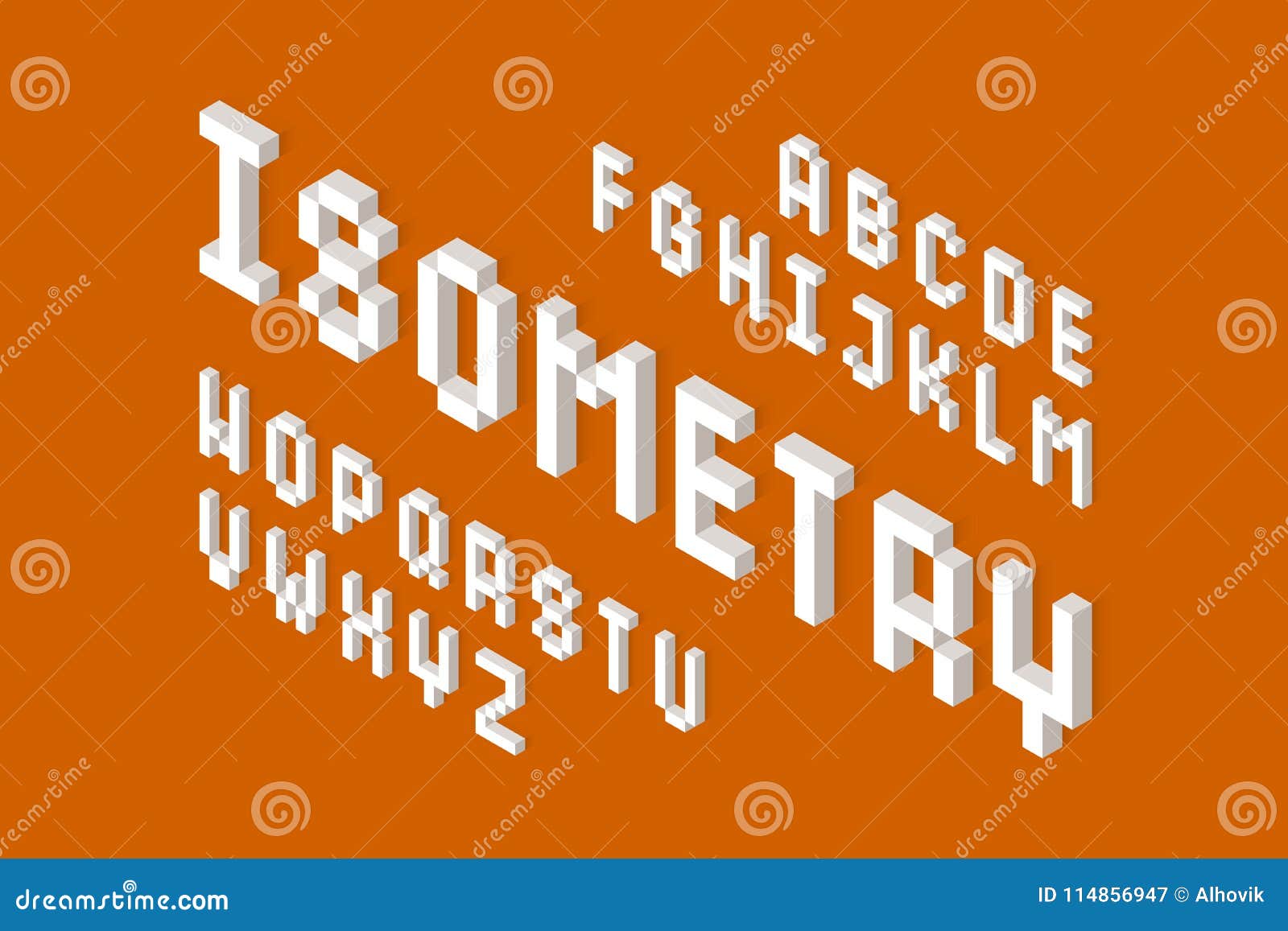 White isometric 3d font stock vector. Illustration of modern - 114856947
